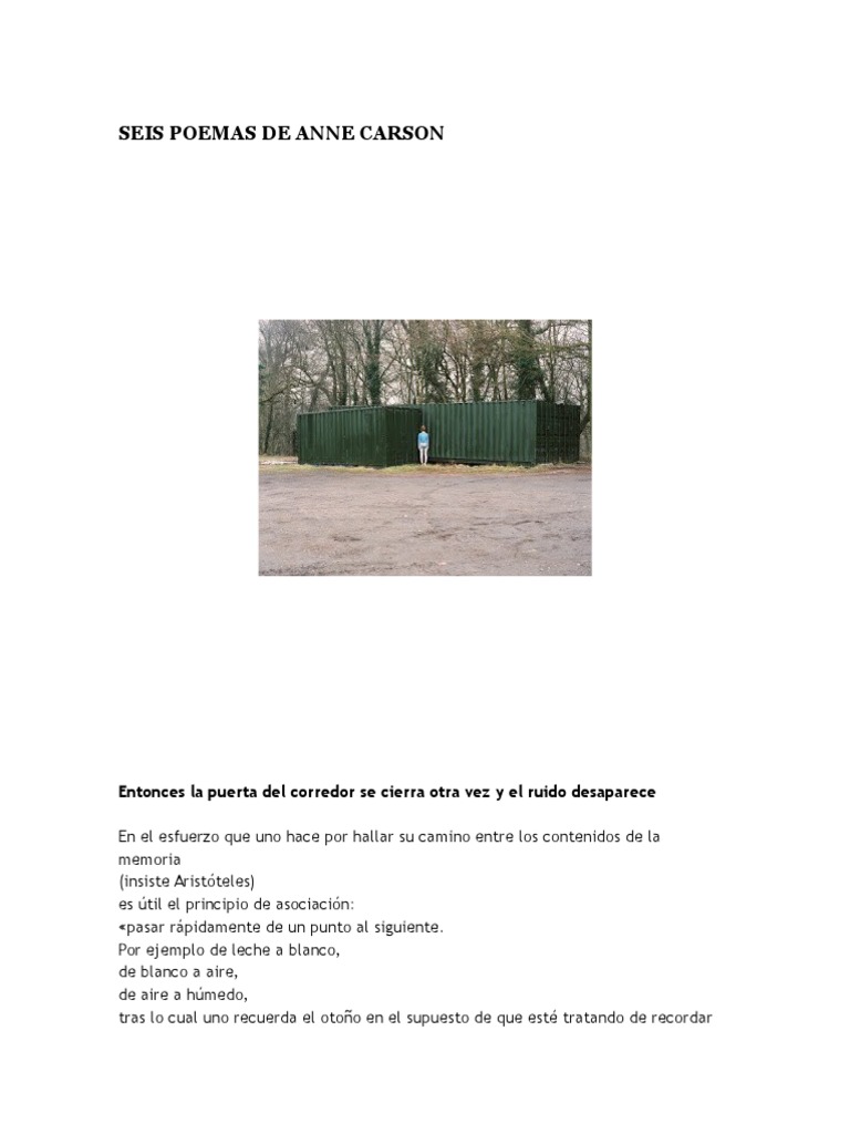 Seis Poemas de Anne Carson | PDF | Immanuel Kant | Memoria