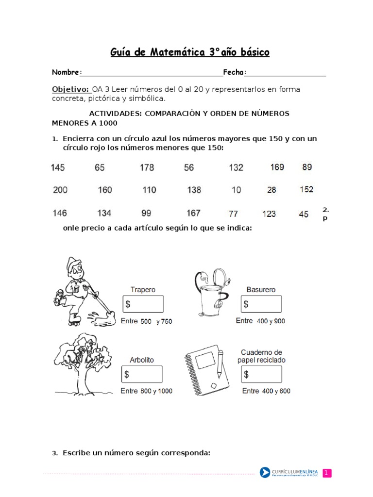 Guía De Matemática 3 Año Basico Pdf