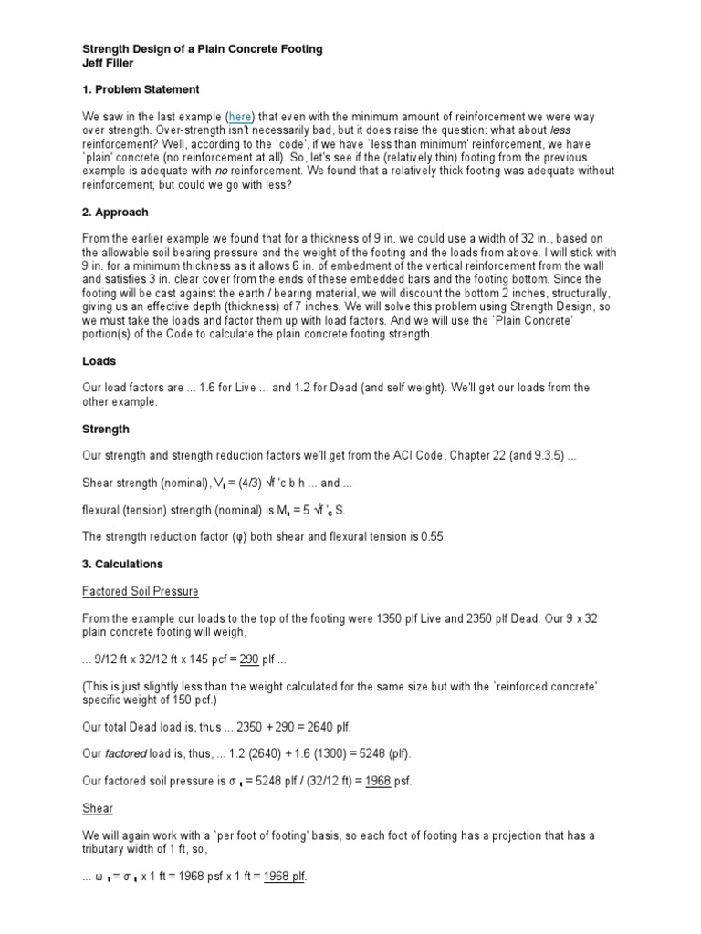 Strength Design - Plain Conc Footing | Download Free PDF | Structural ...