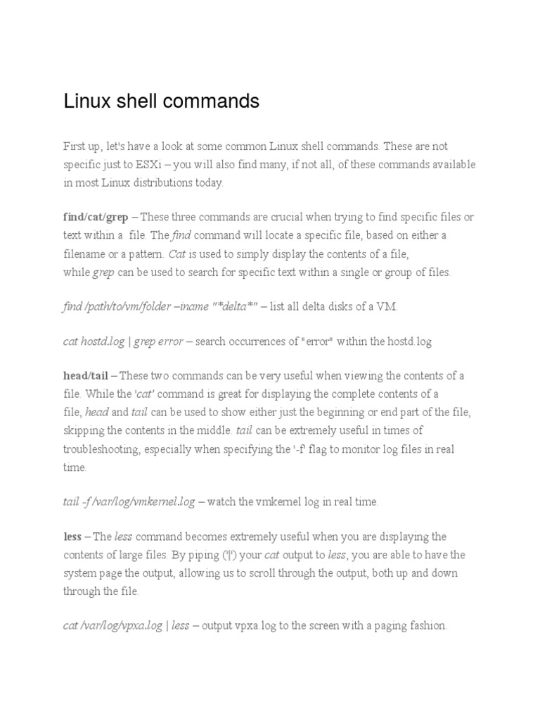 Essential Linux and ESXi Shell Commands | PDF | Computer Data Storage ...