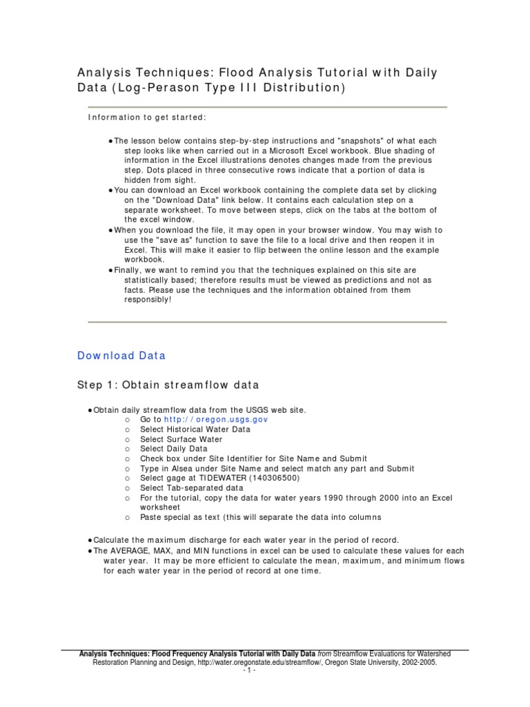 Flood Analysis Tutorial - Log-Pearson Type III | PDF | Skewness | Microsoft Excel