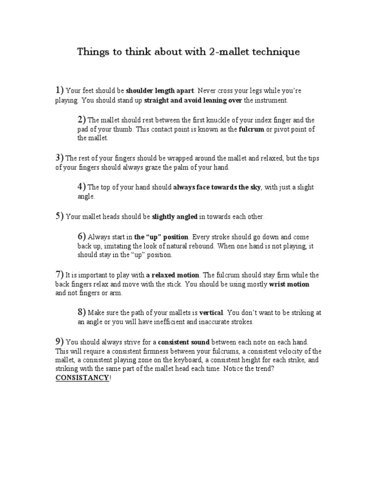 Two Mallet Technique Keys | PDF | Hand | Sports