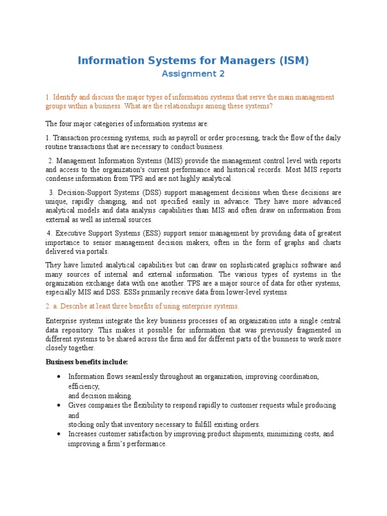 ISM Assignment 2 | PDF