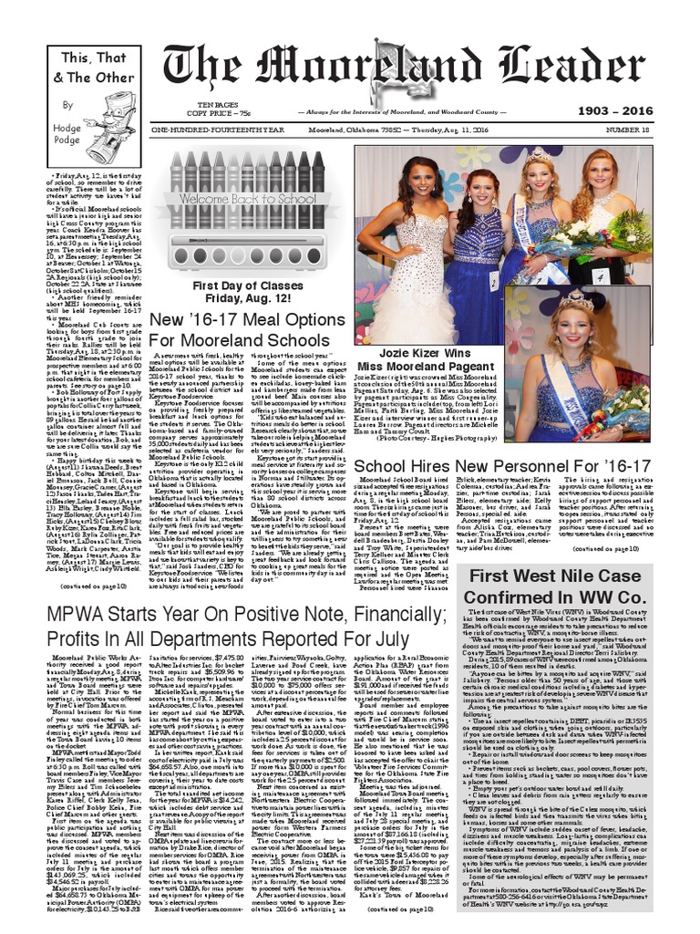 Keystone Mooreland Leader Aug 18 16 | PDF | Mosquito | Headache