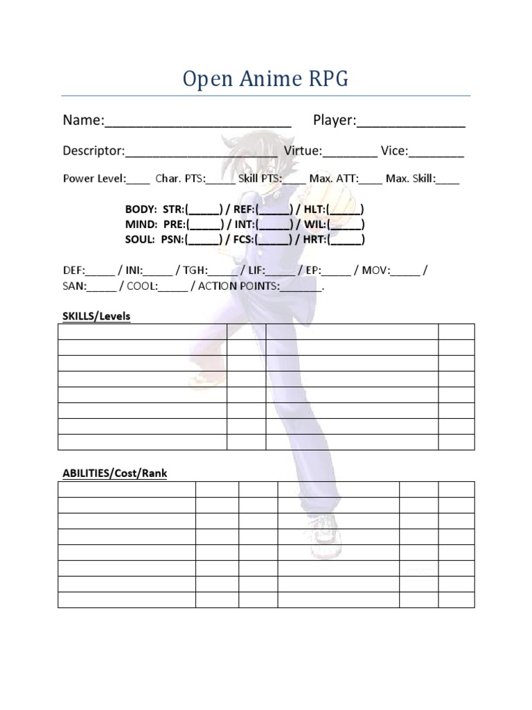 Open Anime RPG | PDF | Sports & Recreation | Computers