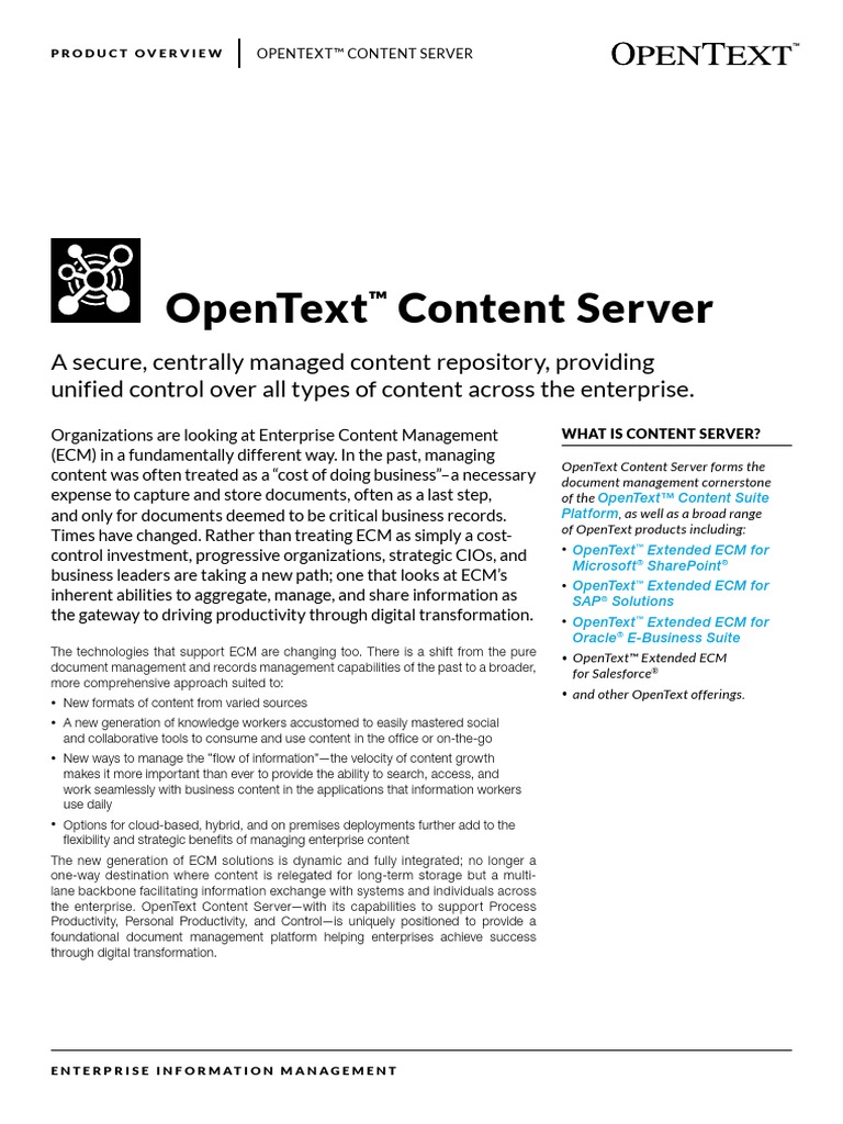 Opentext Content Server Overview | PDF | Application Software ...