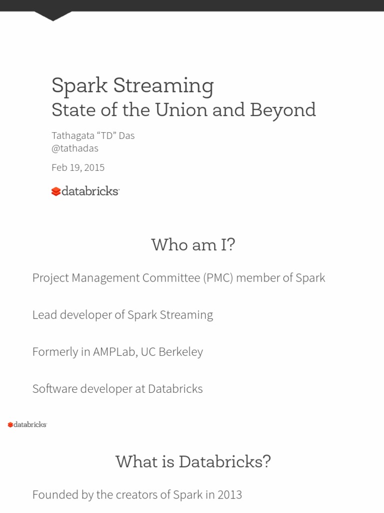 Databricks Spark Streaming Pdf Apache Spark String Computer