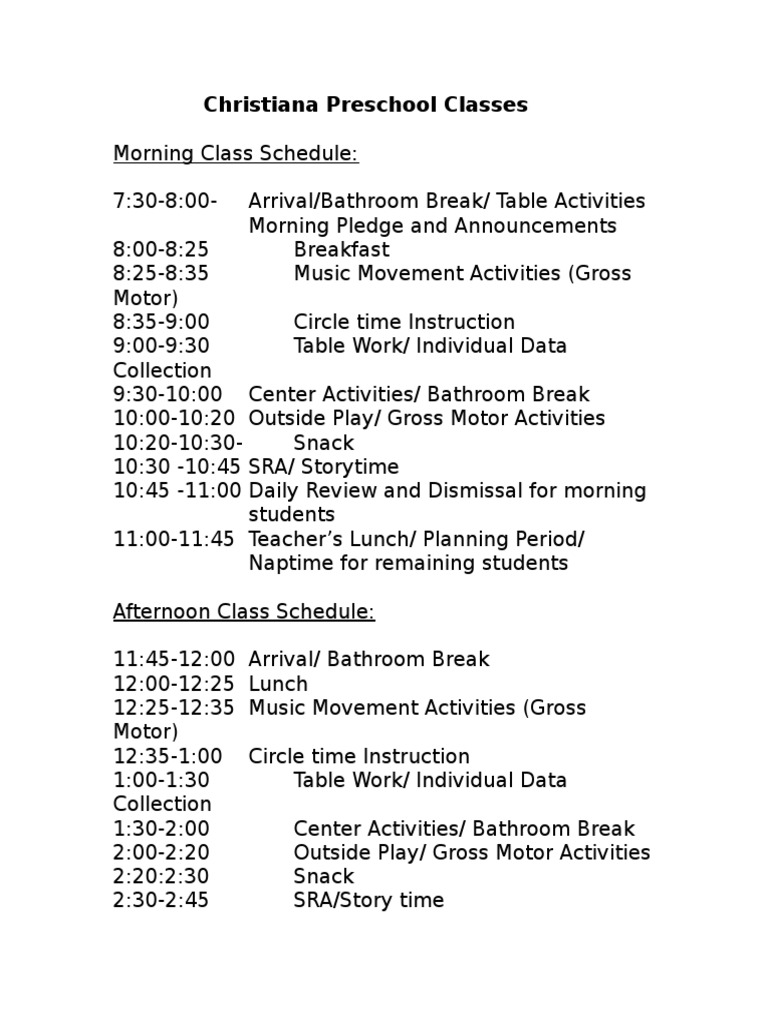 Class Schedules | PDF