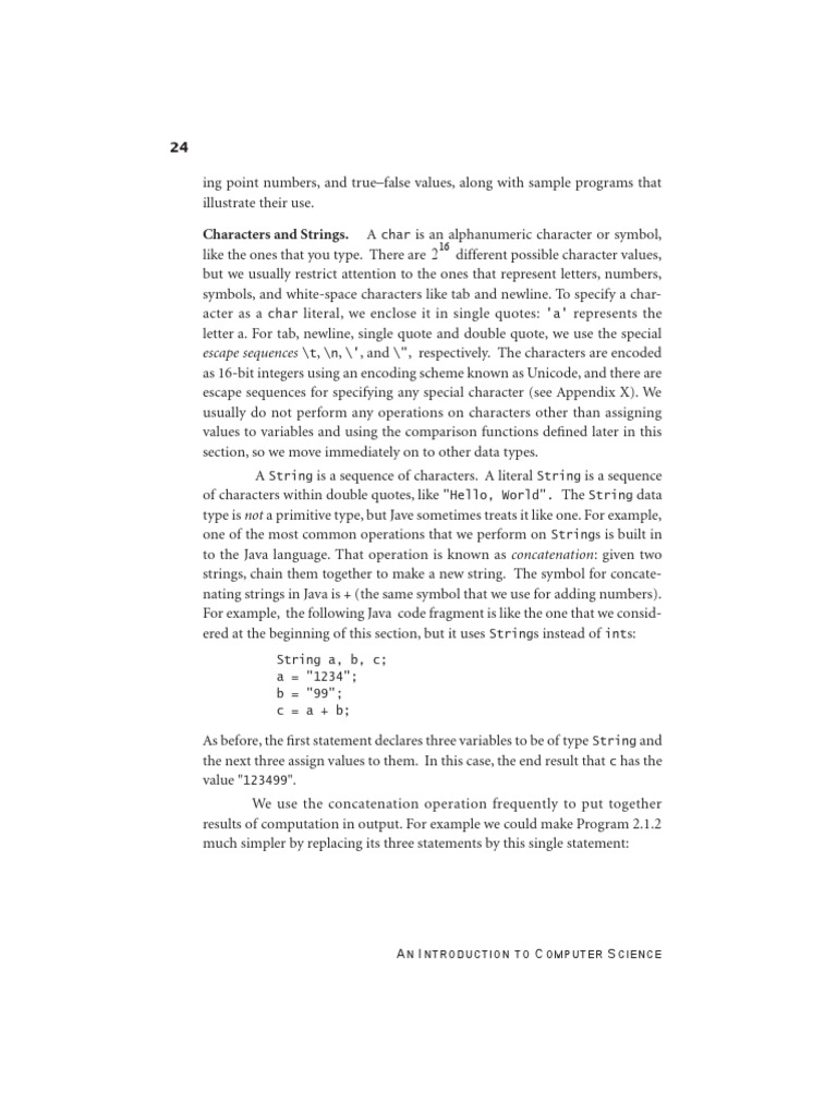 Characters and Strings. A: Escape Sequences | PDF | Data Type | Boolean Data Type