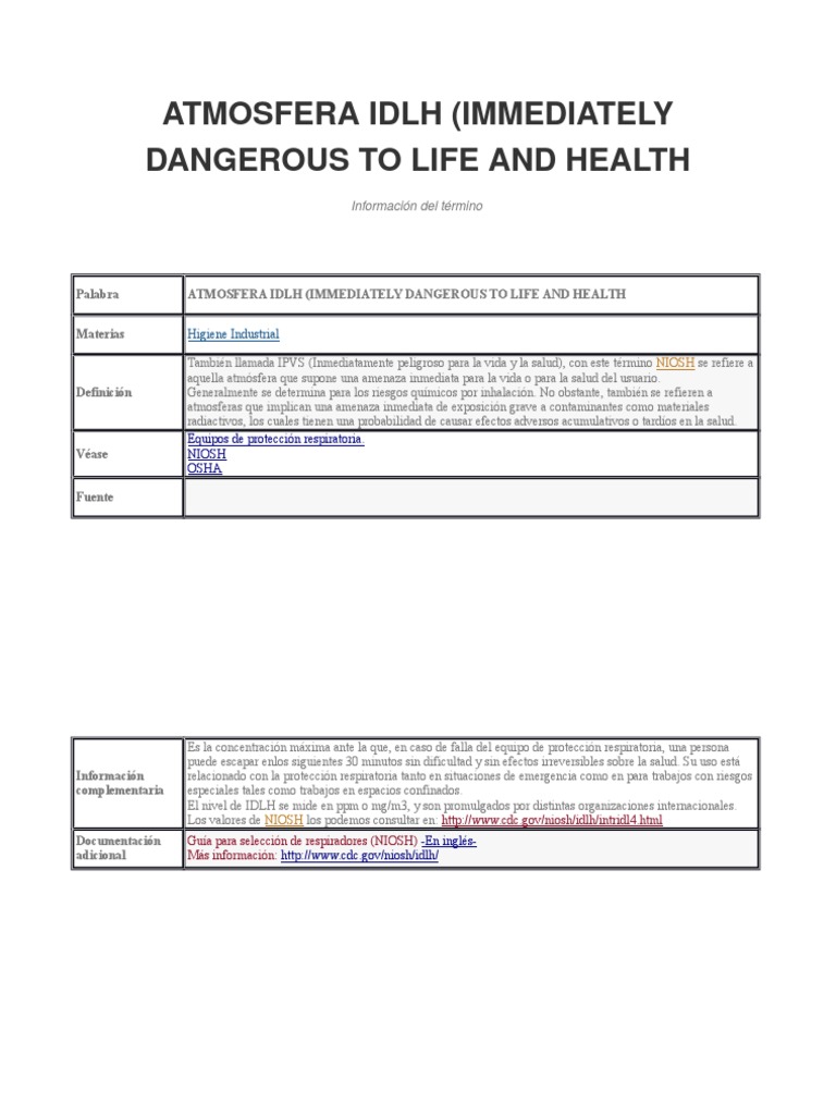 Atmosfera Idlh | PDF