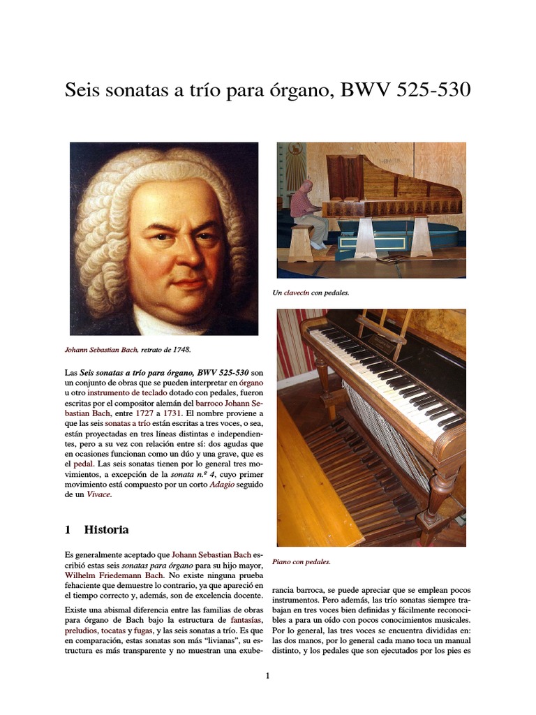 Seis Sonatas A Trío para Órgano, BWV 525-530 | PDF | Elementos de la ...