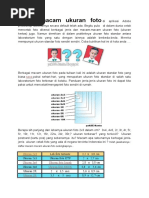 Standar Ukuran Foto Dalam CM, Inchi & Pixel | PDF