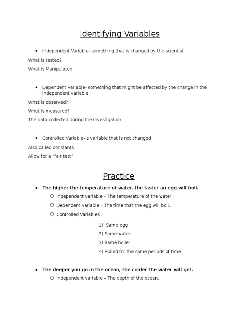 Identifying Variables and Designing Investigations | PDF
