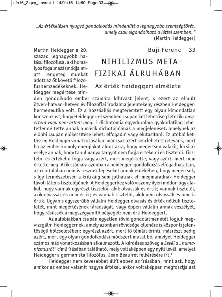 Buji Ferenc - Nihilizmus Metafizikai Álruhában (Az Érték Heideggeri ...
