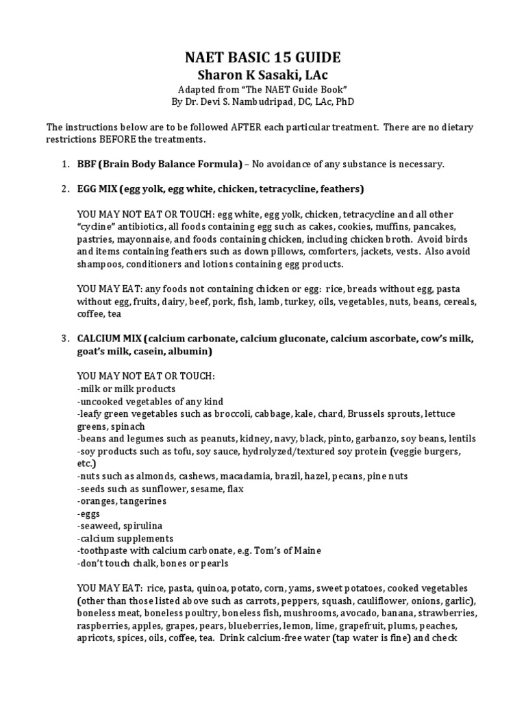 Naet Basic 15 Guide | PDF | Sucrose | Allergy