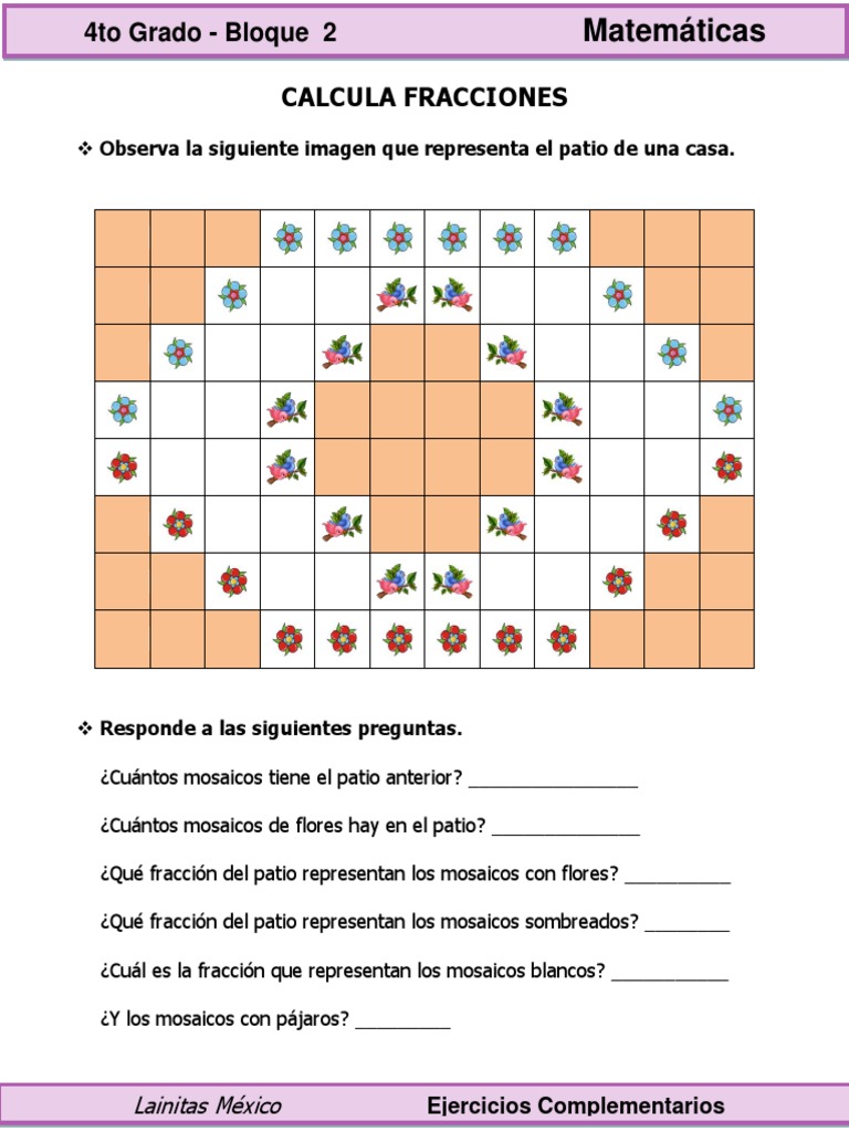 Ejercicios de Fracciones para 4to Grado | PDF
