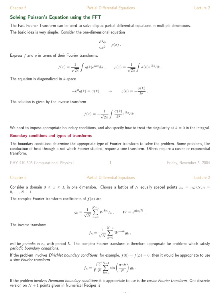 Solving Poisson's Equation Using The FFT | PDF | Trigonometric Functions | Fourier Transform