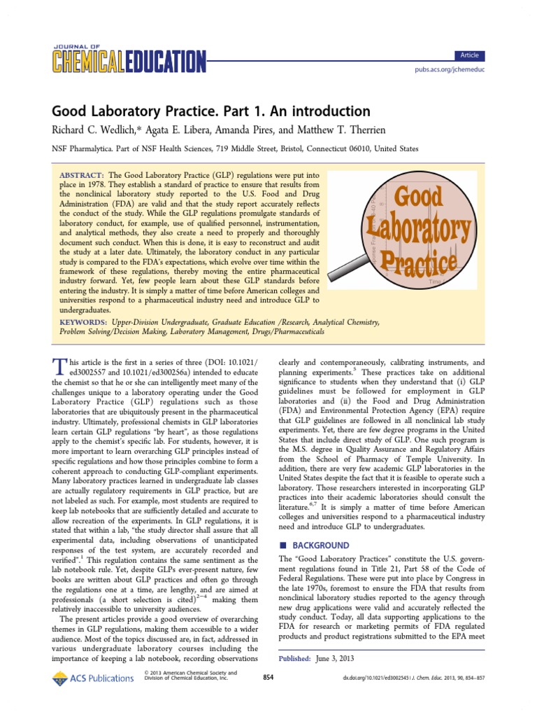 Good Laboratory Practice | PDF | Food And Drug Administration ...