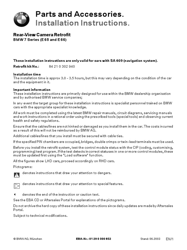 BMW Rear-View Camera Retrofit For E65 and E66 | PDF | Electrical Connector | Equipment