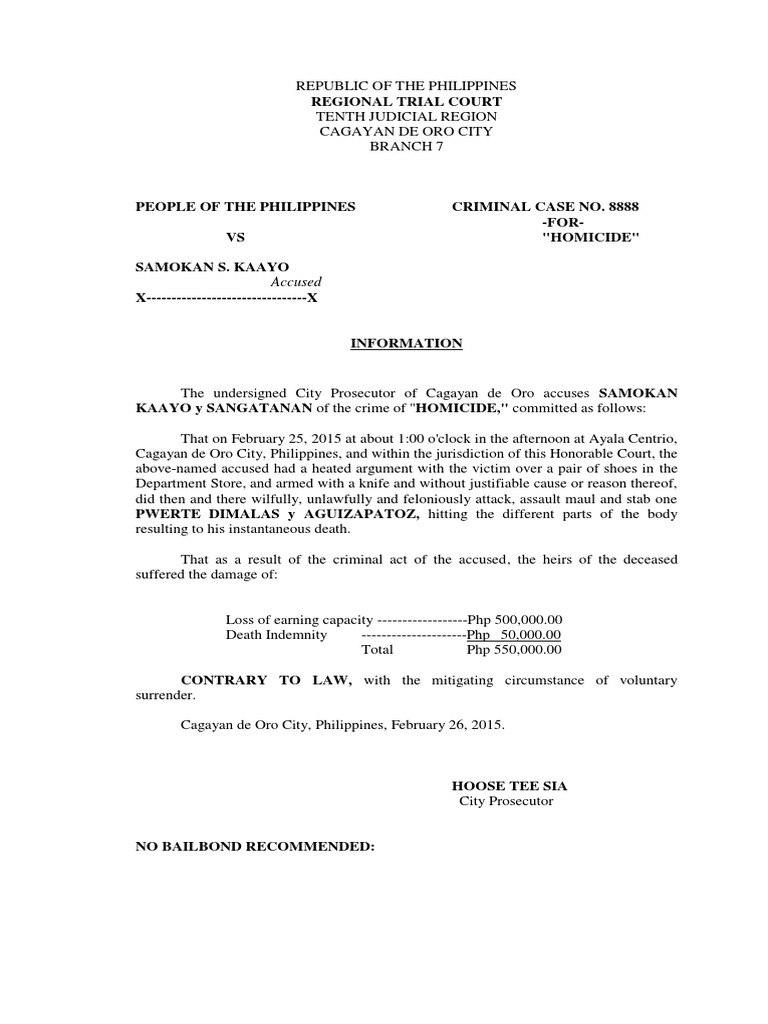 Sample Information For Homicide | PDF