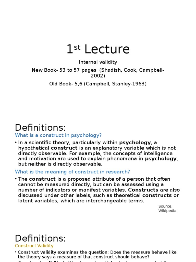 Internal Validity New Book-53 To 57 Pages (Shadish, Cook, Campbell ...