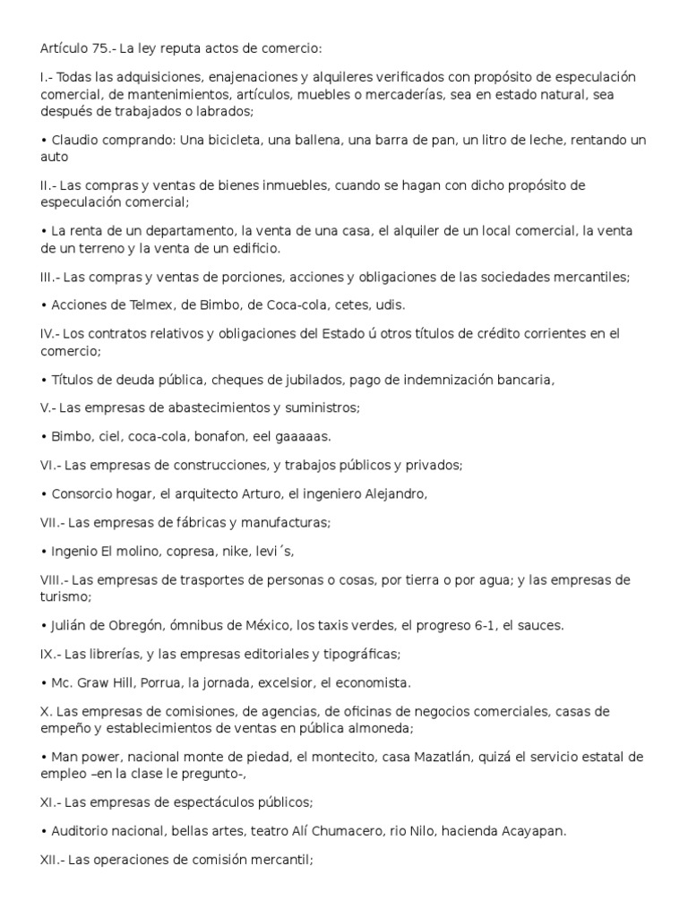 Artículo 75 Codigo de Comercio | PDF | Comercio | Bancos