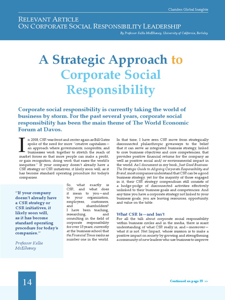 A Strategic Approach: Corporate Social Responsibility | PDF | Corporate ...