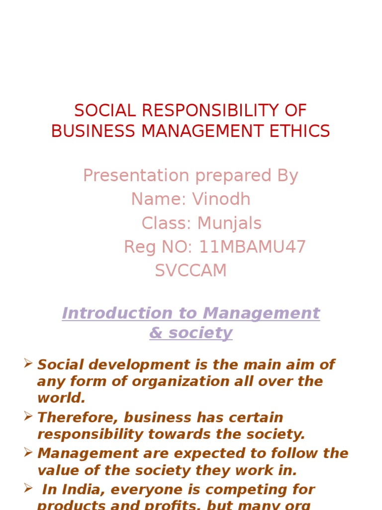 Social Responsibility of Business Management Ethics | PDF | Morality ...