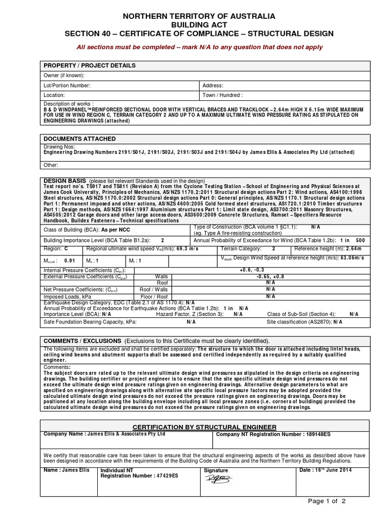 Sample Section-40 Certificate | PDF | Framing (Construction) | Wall