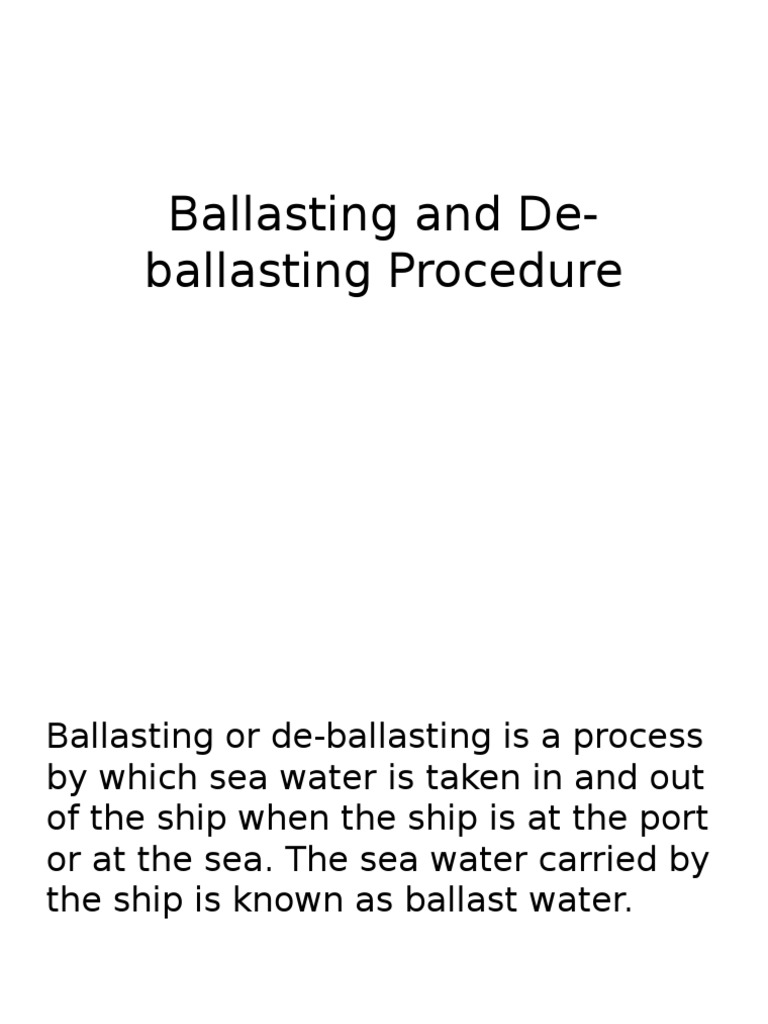 Ballasting & De-ballasting Guide | PDF | Ships | Water Transport