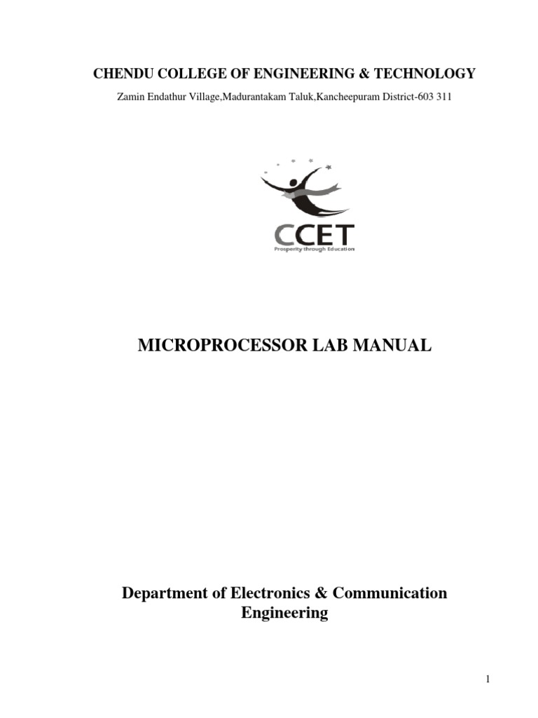 Microprocessor Lab Manual: Chendu College of Engineering & Technology ...
