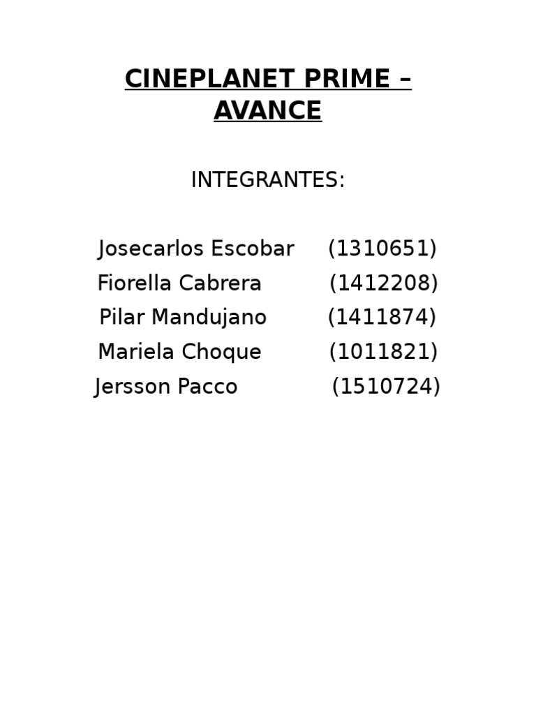 Cineplanet Prime | PDF | Lima | Perú