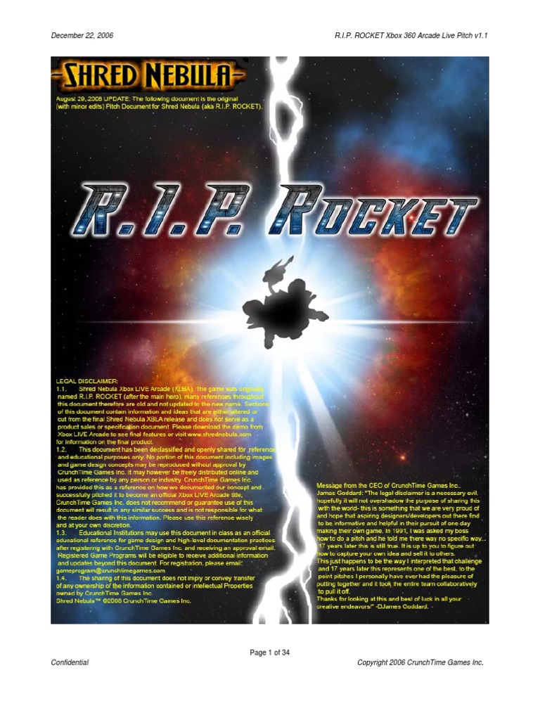 Shred Nebula XBLA Pitch by Crunch Time Games v1.0 | PDF | Rocket Engine ...