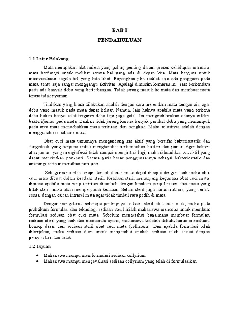 Praktikum Obat Cuci Mata | PDF | Griya & Taman | Kesehatan Holistik