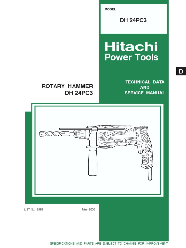 Dh24pc3 Hitachi Repair | PDF | Drill | Piston