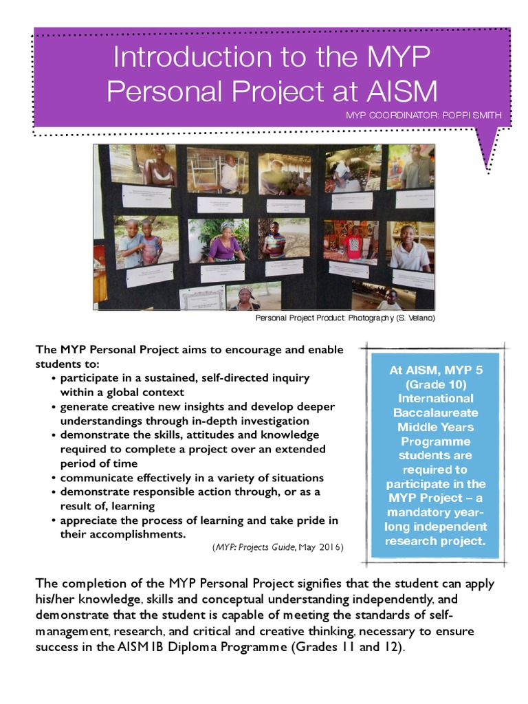 MYP Personal Project Overview at AISM | PDF | Goal | Psychological Concepts