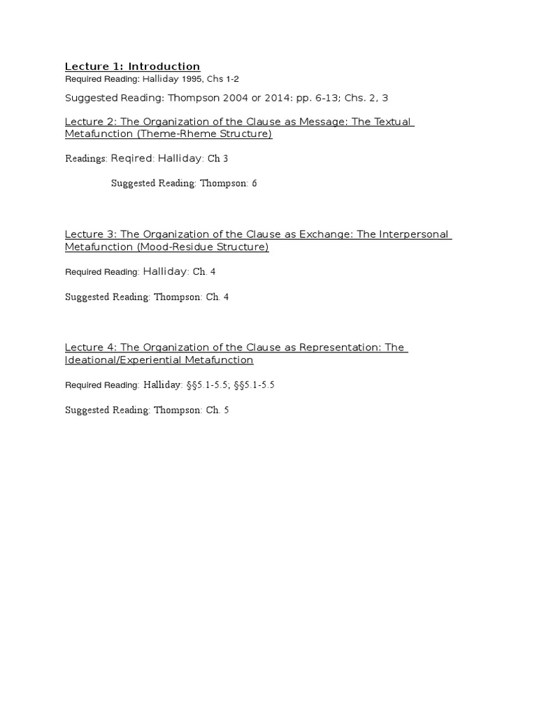 An Introduction to Systemic Functional Linguistics: Analyzing Clause Structure Through ...