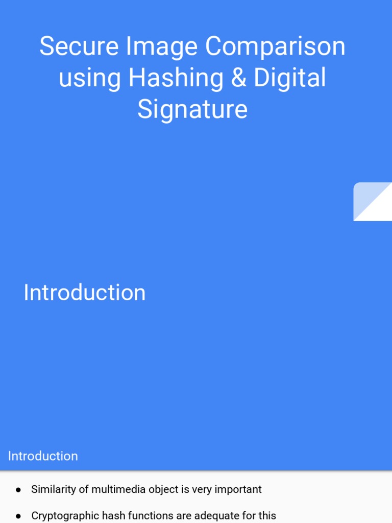 Secure Image Comparison Using Hashing & Digital Signature | PDF | Computers