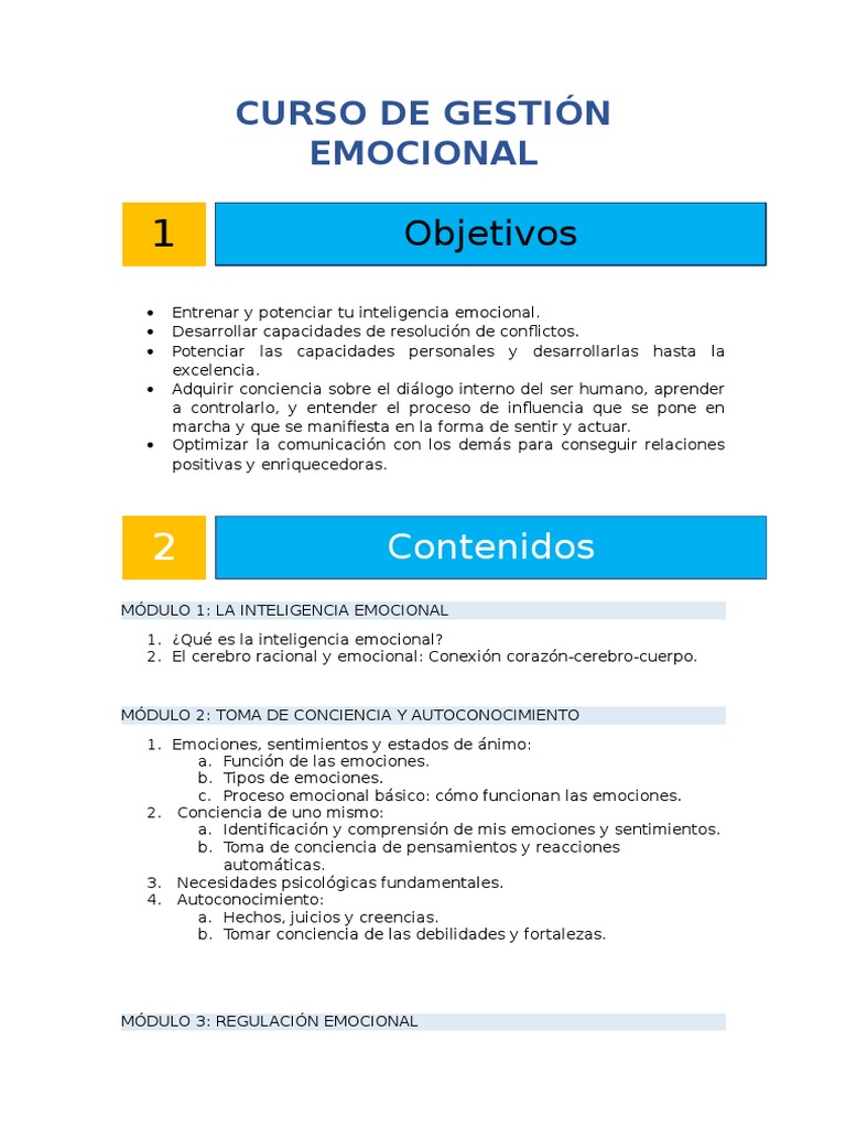 Curso De Gestión Emocional Pdf