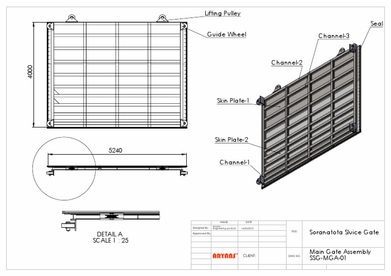 Design Drawing for the Main Gate Assembly of the Soranatota Sluice Gate ...