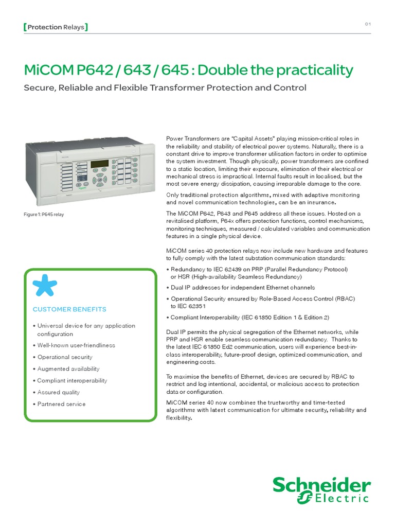Micom P642 - Catalogue | PDF | Transformer | Relay