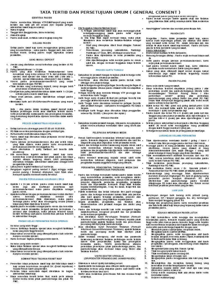 Tata Tertib Dan Persetujuan Umum (General Consent) | PDF