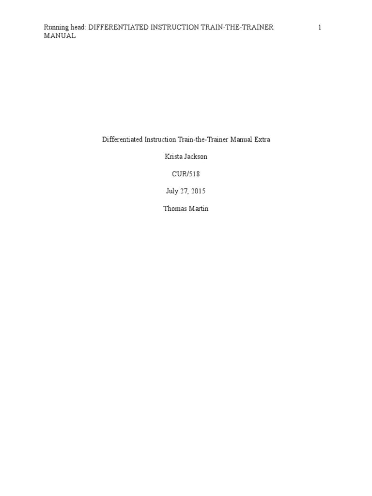 Differentiated Instruction Training Manual | PDF | Differentiated ...