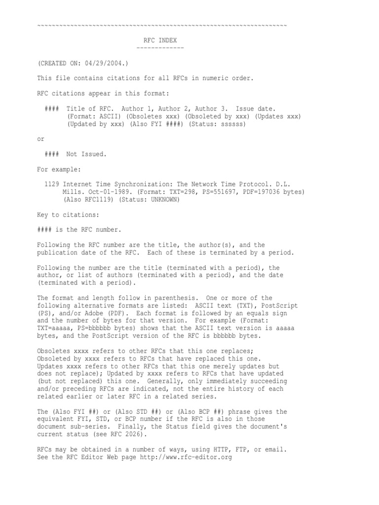RFC Index | PDF | Cyberspace | Networks