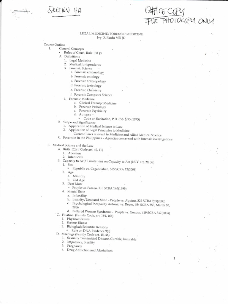 Leg Med Course Outline | PDF | Forensic Science | Informed Consent