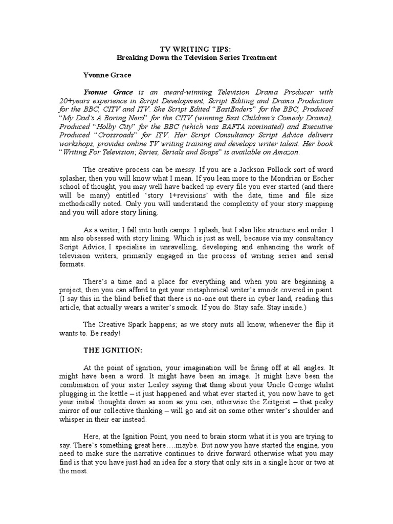 Yvonne Grace - TV Writing Tips. Breaking Down The Television Series ...