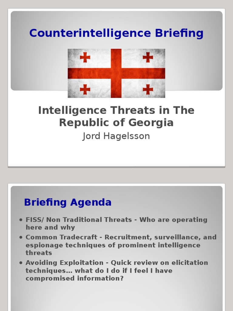 Counterintelligence Briefing: Intelligence Threats in The Republic of ...