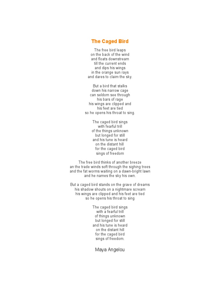 Caged Bird Poem by Maya Angelou | PDF | Classics