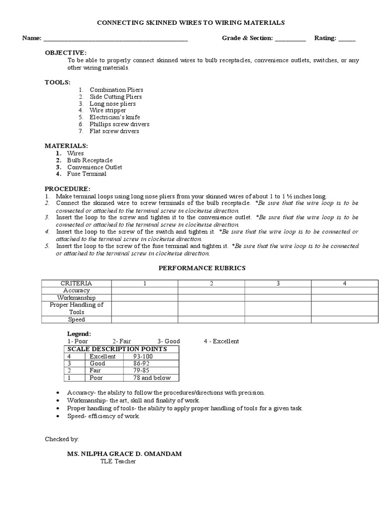 Skinned Wire Connection Guide | PDF | Screw | Electrical Components