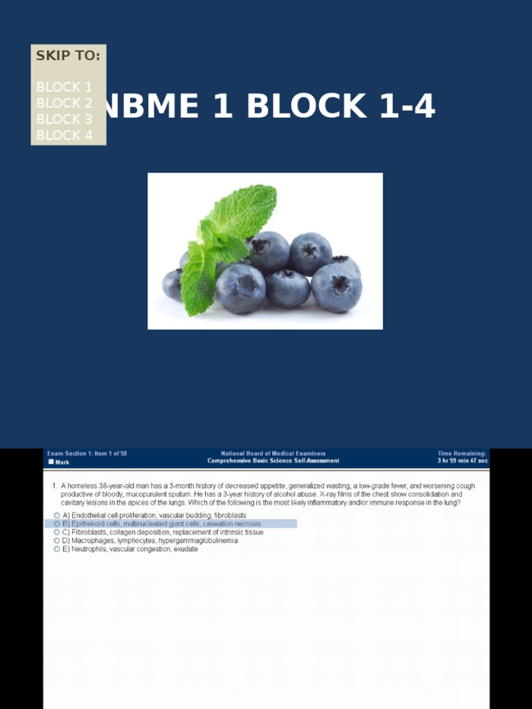 NBME 1 BLOCK 1-4 (With Answers) | PDF | Health Sciences | Medicine